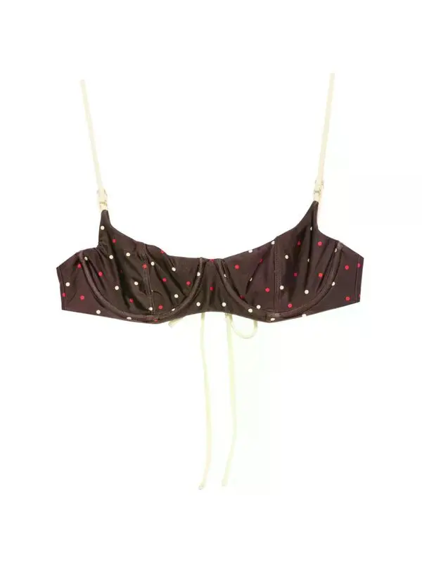 Frankies Bikinis Cola Polka-dot Underwired Bikini Top - Brown