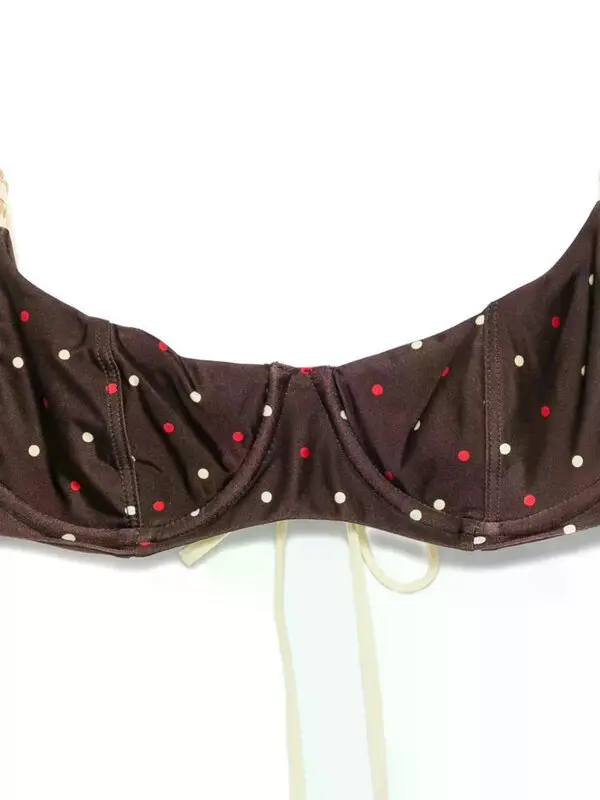 Frankies Bikinis Cola Polka-dot Underwired Bikini Top