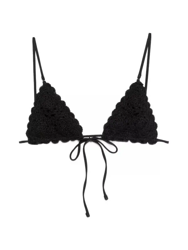 Frankies Bikinis Elena Crochet-knit Triangle Bikini Top - Black