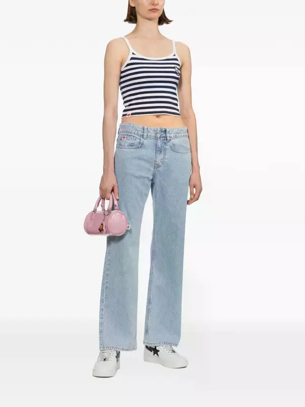 AAPE BY *A BATHING APE Apee™ A Bathing Ape® Striped Appliqué Cropped Top - Blue