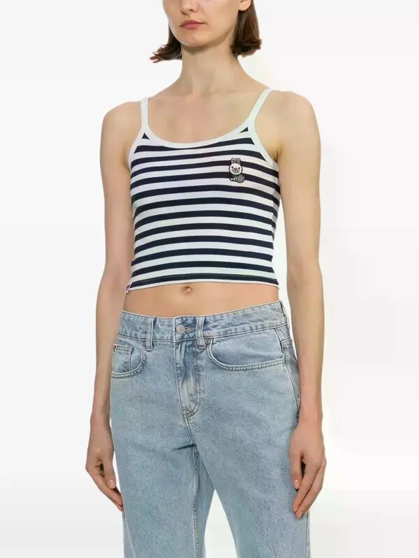 AAPE BY *A BATHING APE Apee™ A Bathing Ape® Striped Appliqué Cropped Top - Blue