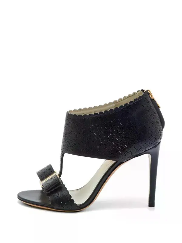 FERRAGAMO Vara Bow Perforated Heeled Sandals