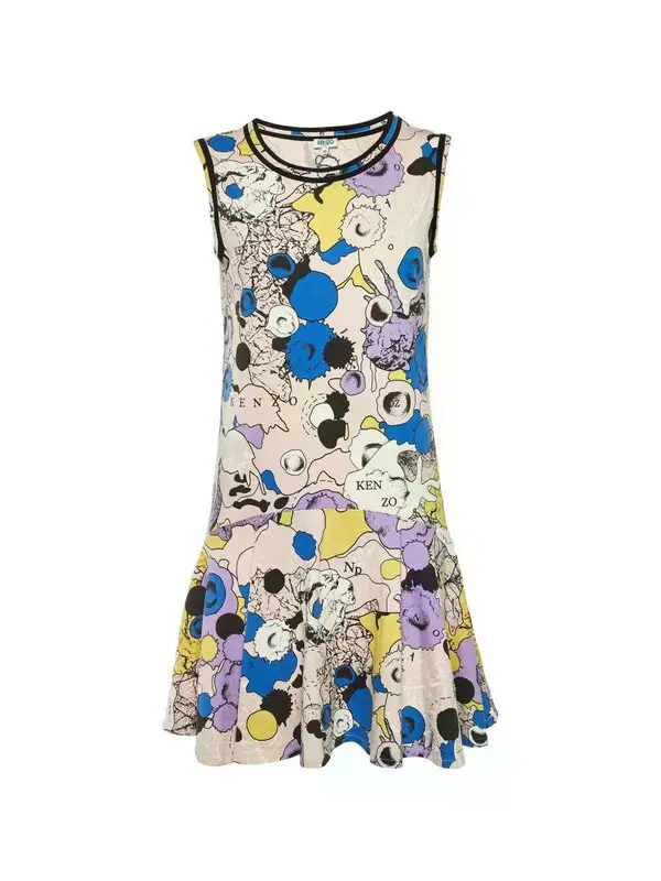 Kenzo Sleeveless Abstract Print Midi Dress