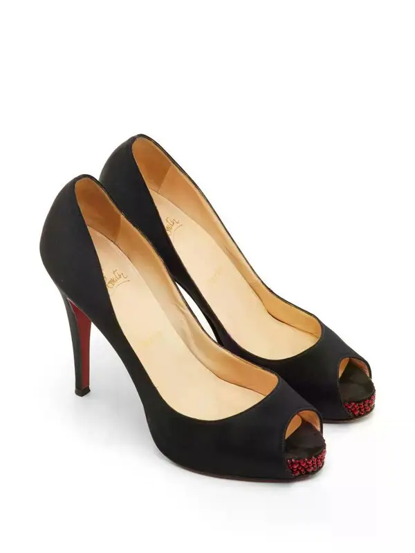 CHRISTIAN LOUBOUTIN Very Prive Crystal-embellished Peep Toe Pumps