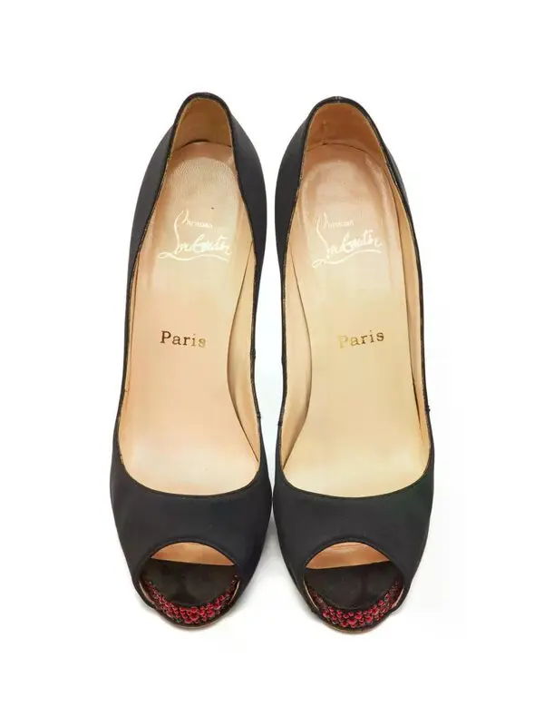 CHRISTIAN LOUBOUTIN Very Prive Crystal-embellished Peep Toe Pumps