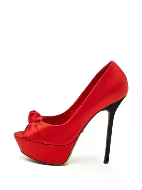 SERGIO ROSSI Satin Knot Peep-toe Pumps