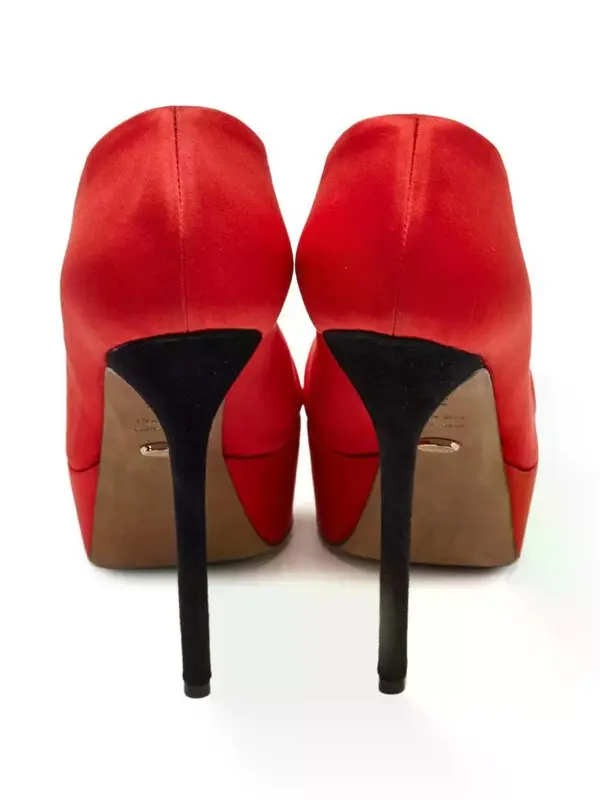 SERGIO ROSSI Satin Knot Peep-toe Pumps