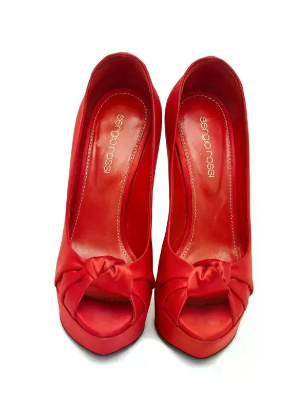 SERGIO ROSSI Satin Knot Peep-toe Pumps