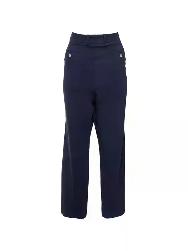 Gucci Navy Crepe Cropped Trousers With Web Stripe