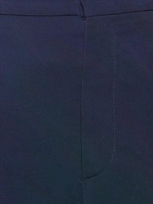 Gucci Navy Crepe Cropped Trousers With Web Stripe