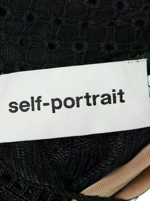 SELF-PORTRAIT Lace Texture Peplum Hem Top