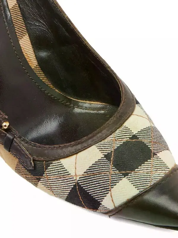 Burberry Check Canvas Pointed-toe Pumps With Buckle Strap