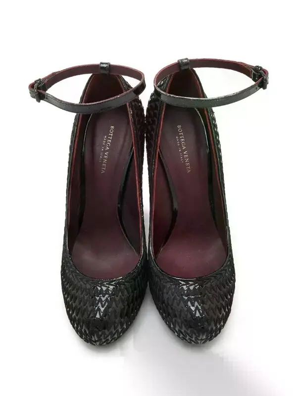 Bottega Veneta Patent Leather Thread-weave Wedge Pumps