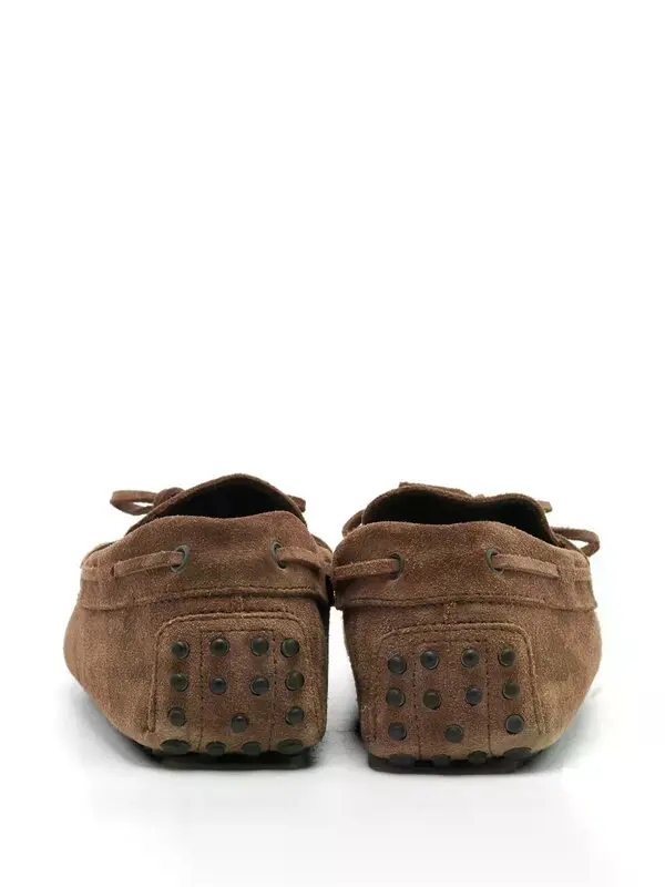 TOD'S Suede Loafers With Bow Detailing - Brown