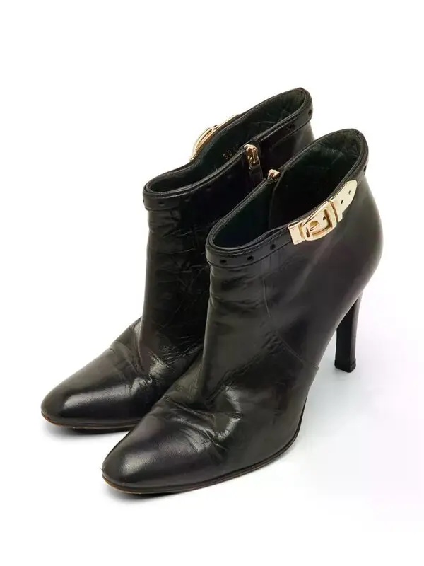 Gucci Buckle Leather Ankle Boots - Black