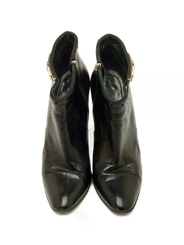 Gucci Buckle Leather Ankle Boots - Black