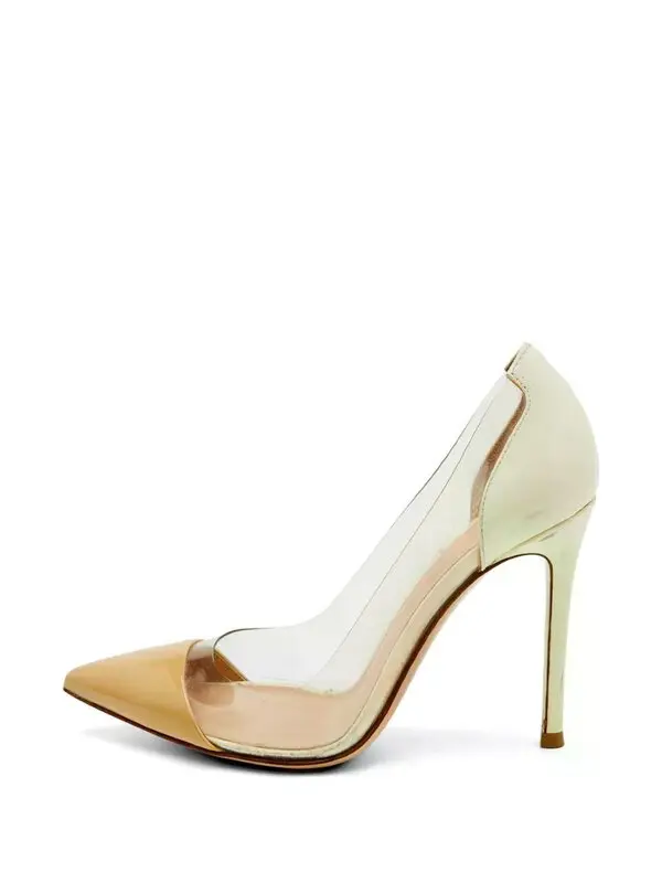 GIANVITO ROSSI Cream Patent Leather Pumps With Transparent Panels - Neutrals