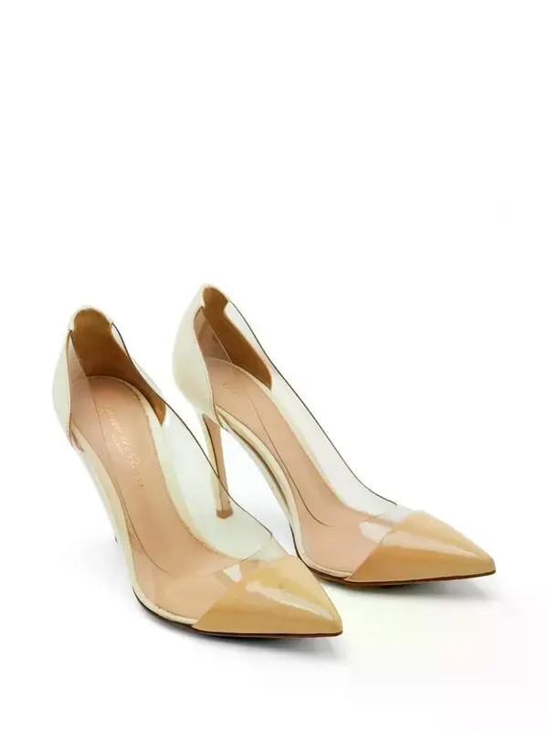 GIANVITO ROSSI Cream Patent Leather Pumps With Transparent Panels - Neutrals