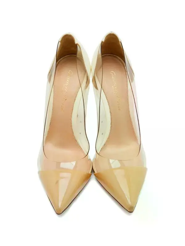 GIANVITO ROSSI Cream Patent Leather Pumps With Transparent Panels - Neutrals