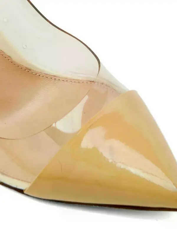GIANVITO ROSSI Cream Patent Leather Pumps With Transparent Panels - Neutrals
