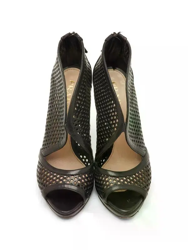 Prada Perforated Open-toe Ankle Boots