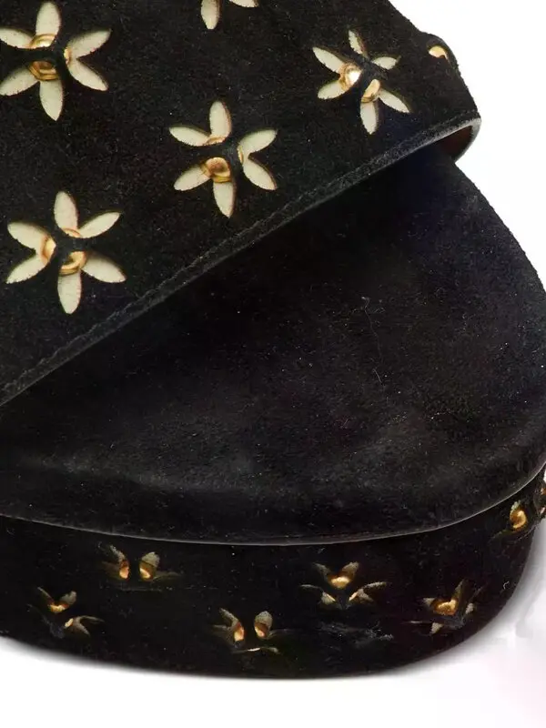 Alaïa Suede Studded Flower Sandals