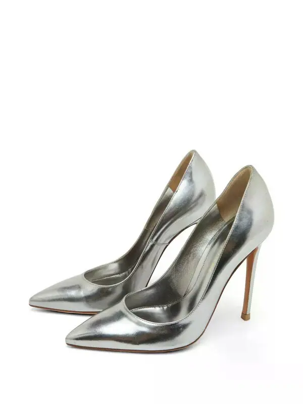 GIANVITO ROSSI Metallic Leather Pointed-toe Pumps - Silver