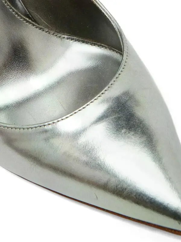 GIANVITO ROSSI Metallic Leather Pointed-toe Pumps - Silver