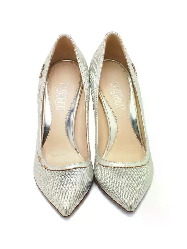 LORIBLU Textured Pointed-toe Pumps