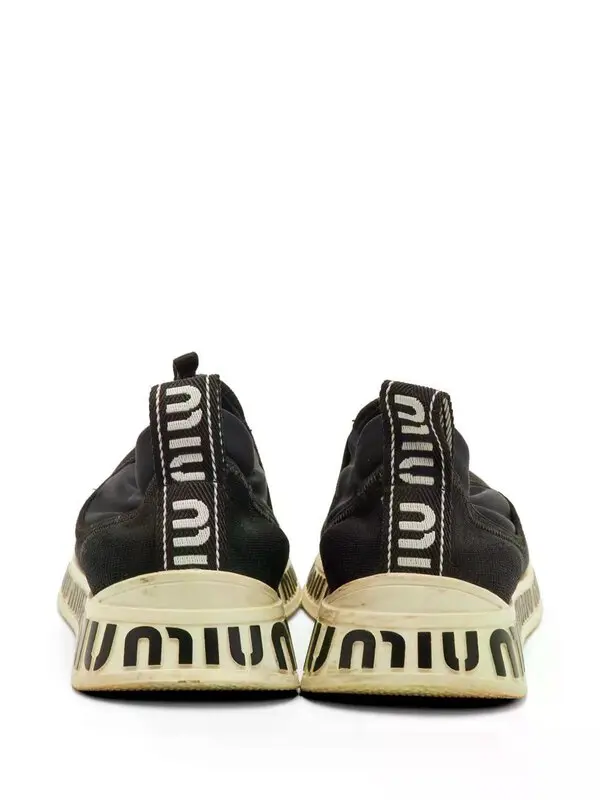 Miu Miu Crystal-embellished Stretch-knit Sneakers