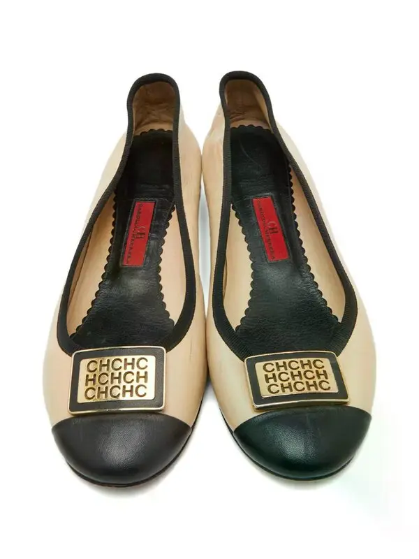 Carolina Herrera Logo Cap-toe Flat Pumps