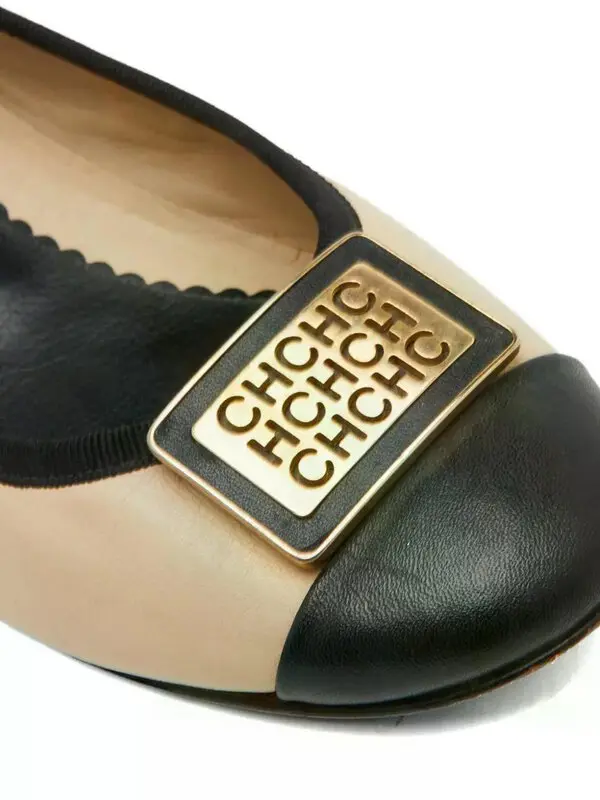 Carolina Herrera Logo Cap-toe Flat Pumps