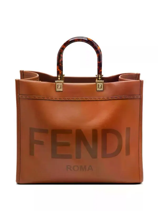 Fendi Sunshine Leather Tote Bag - Brown