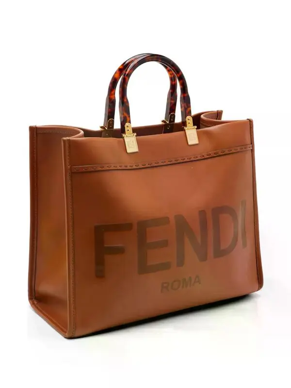 Fendi Sunshine Leather Tote Bag - Brown