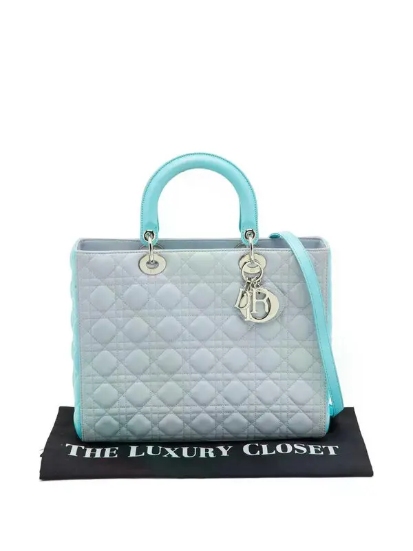 Dior Lady Cannage Tote Bag - Grey