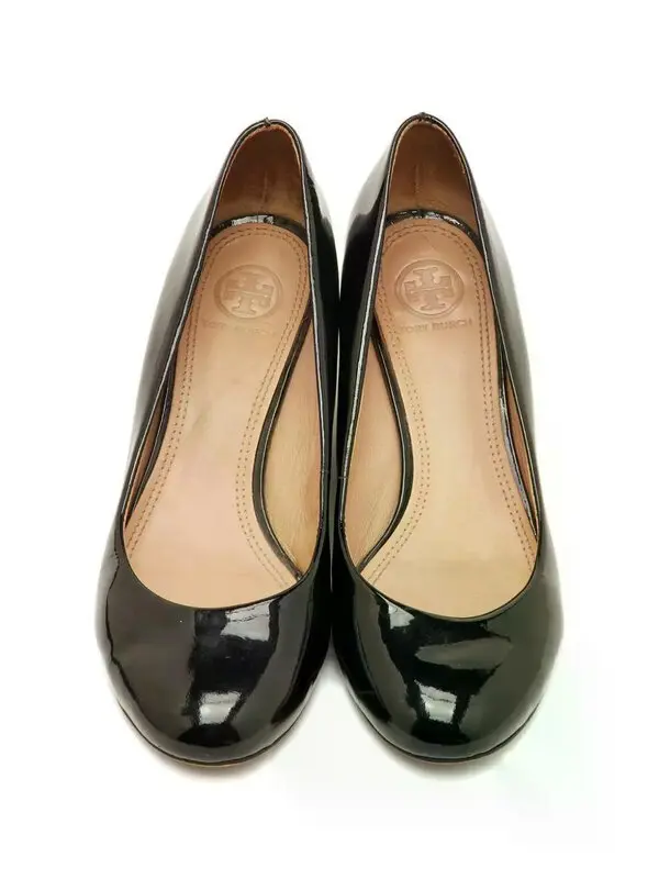 Tory Burch Patent Leather Round-toe Wedge Pumps