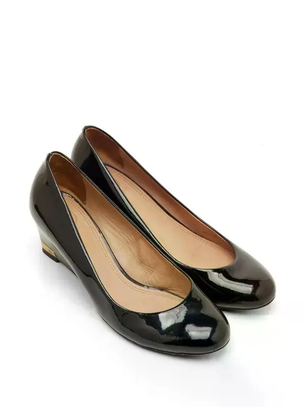 Tory Burch Patent Leather Round-toe Wedge Pumps