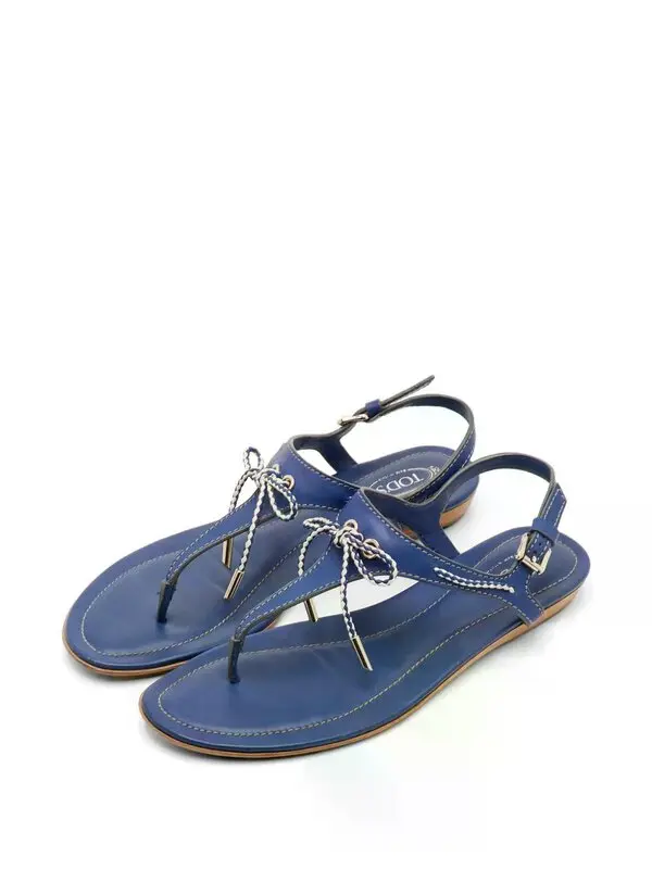 TOD'S Leather Bow Detail Slingback Thong Sandals