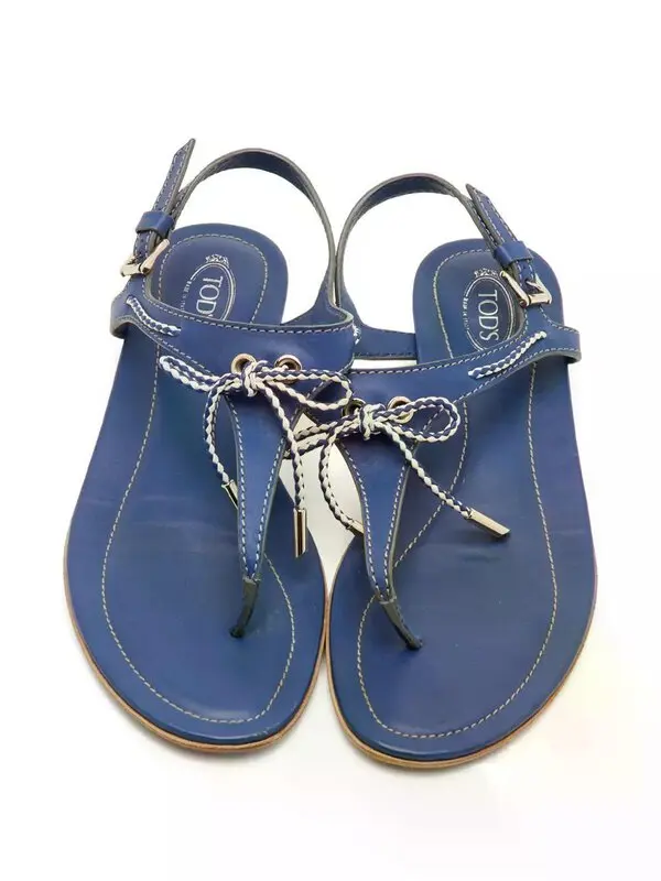 TOD'S Leather Bow Detail Slingback Thong Sandals