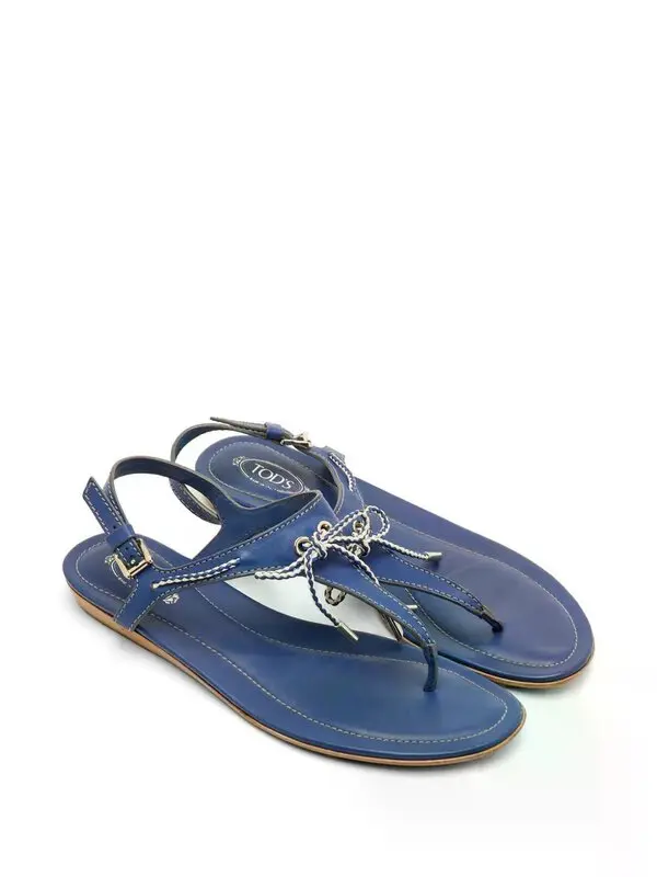 TOD'S Leather Bow Detail Slingback Thong Sandals
