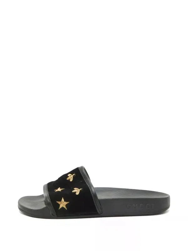 Gucci Embroidered Bee Velvet Slides