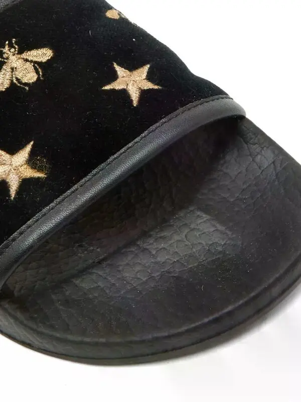 Gucci Embroidered Bee Velvet Slides