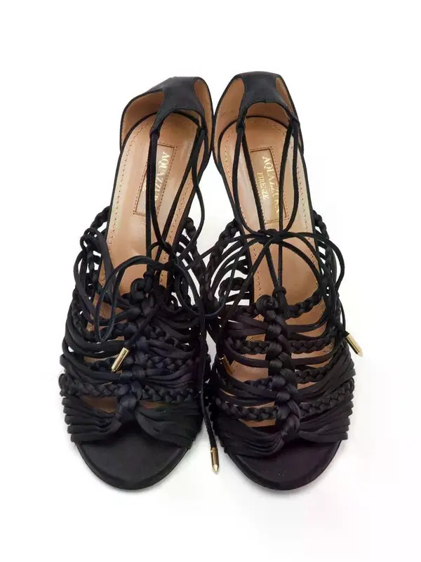 AQUAZZURA Braided Ankle-strap Stiletto Sandals