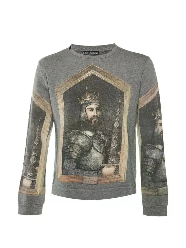 Dolce & Gabbana Cotton King Print Crewneck Sweatshirt