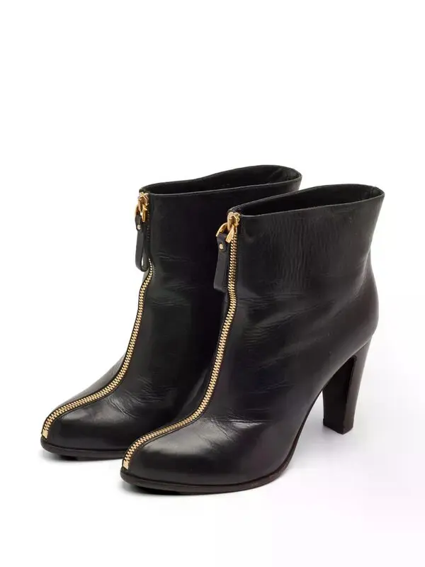 SERGIO ROSSI Leather Zip-front Almond-toe Ankle Boots