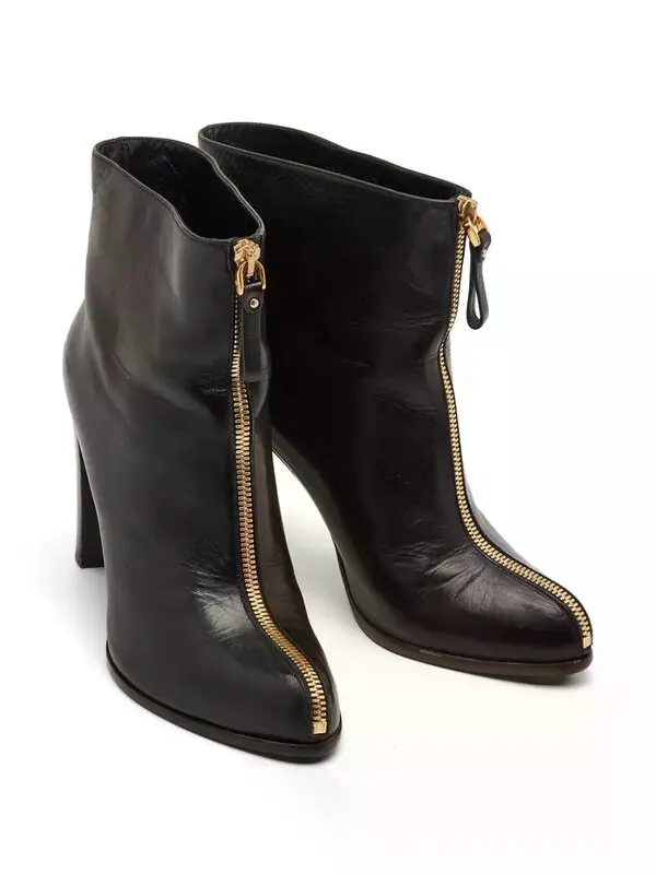 SERGIO ROSSI Leather Zip-front Almond-toe Ankle Boots