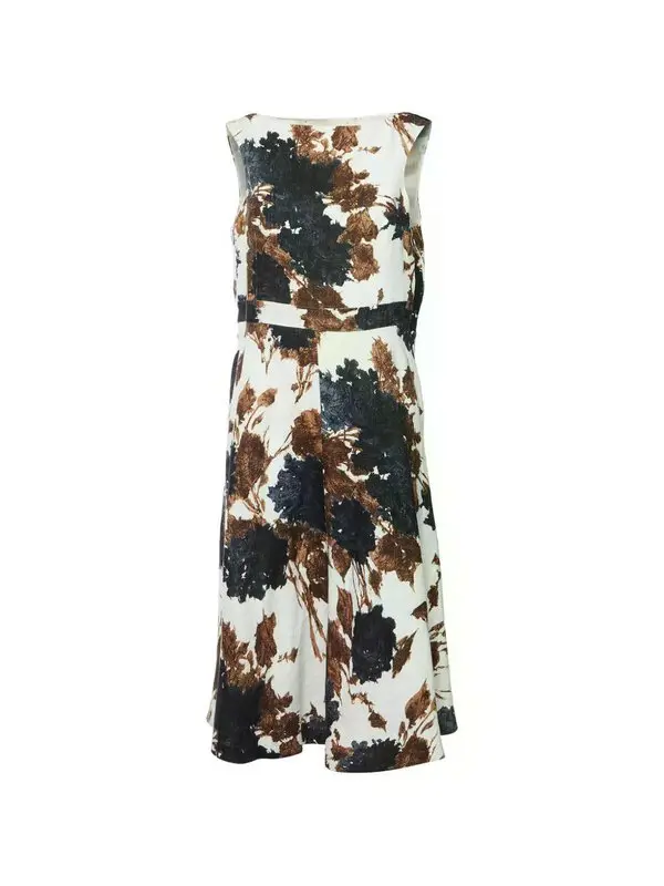 Giambattista Valli Abstract Botanical Print Midi Dress