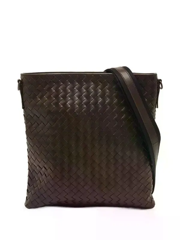 Bottega Veneta Intrecciato Messenger Bag - Brown