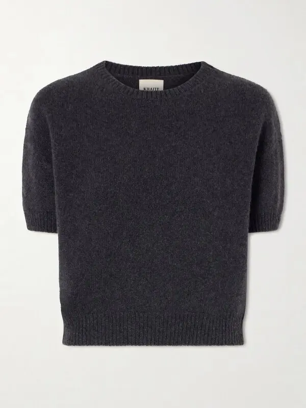 Khaite Golden Cropped Cashmere Sweater - Gray
