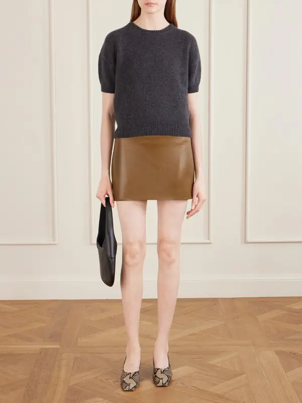 Khaite Golden Cropped Cashmere Sweater - Gray